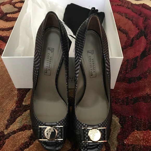 Versace Collection | Shoes | Versace Heel In Black Snake | Poshmark
